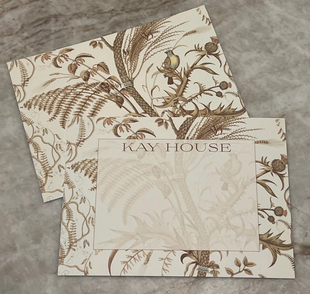 Bird & Thistle Personalized Notecards | Beige | Thank You Notes | 5”x7 ...