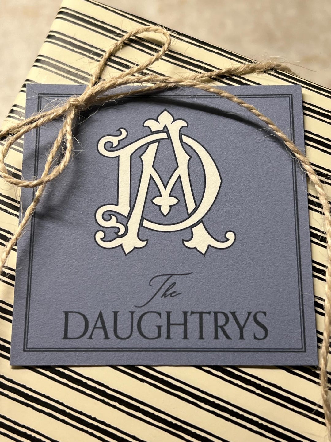 Interlocking Monogram Gift Enclosure Tags Family Initial Calling Cards ...