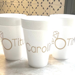 Engagement Ring Diamond Styrofoam Cups 16 Ounce Personalized With Names ...