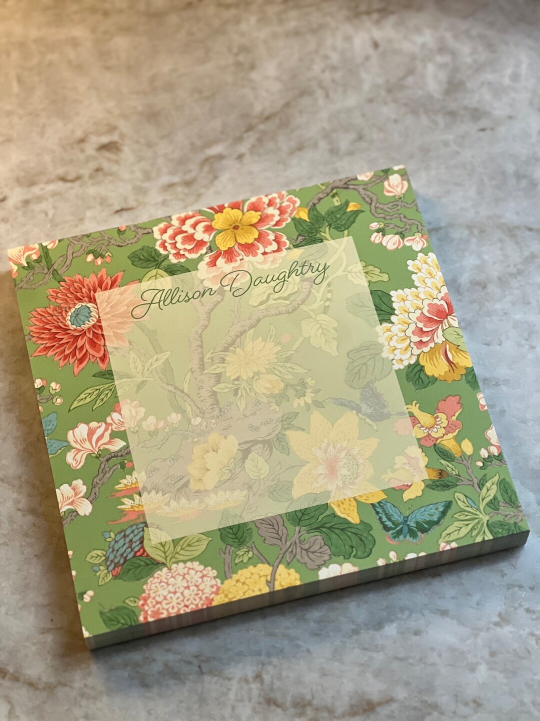 Little Magnolia Chinoiserie Emerald Baker Notepad |personalized | 5.5 ...