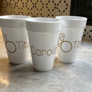 Engagement Ring Diamond Styrofoam Cups 16 Ounce Personalized With Names ...