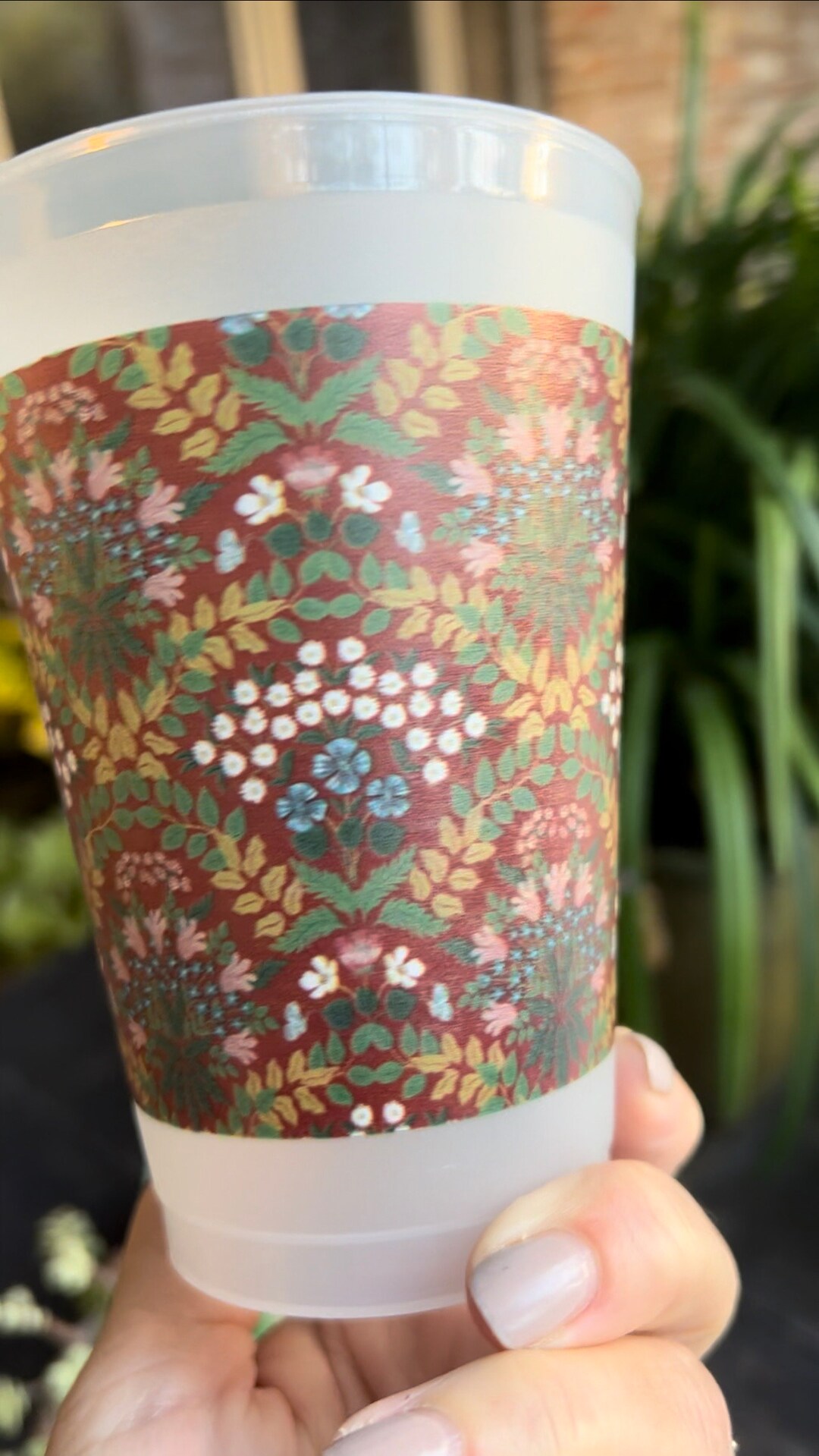 Bramble Shatterproof Frost Flex 20 Ounce Full Color Floral Cup Brown ...