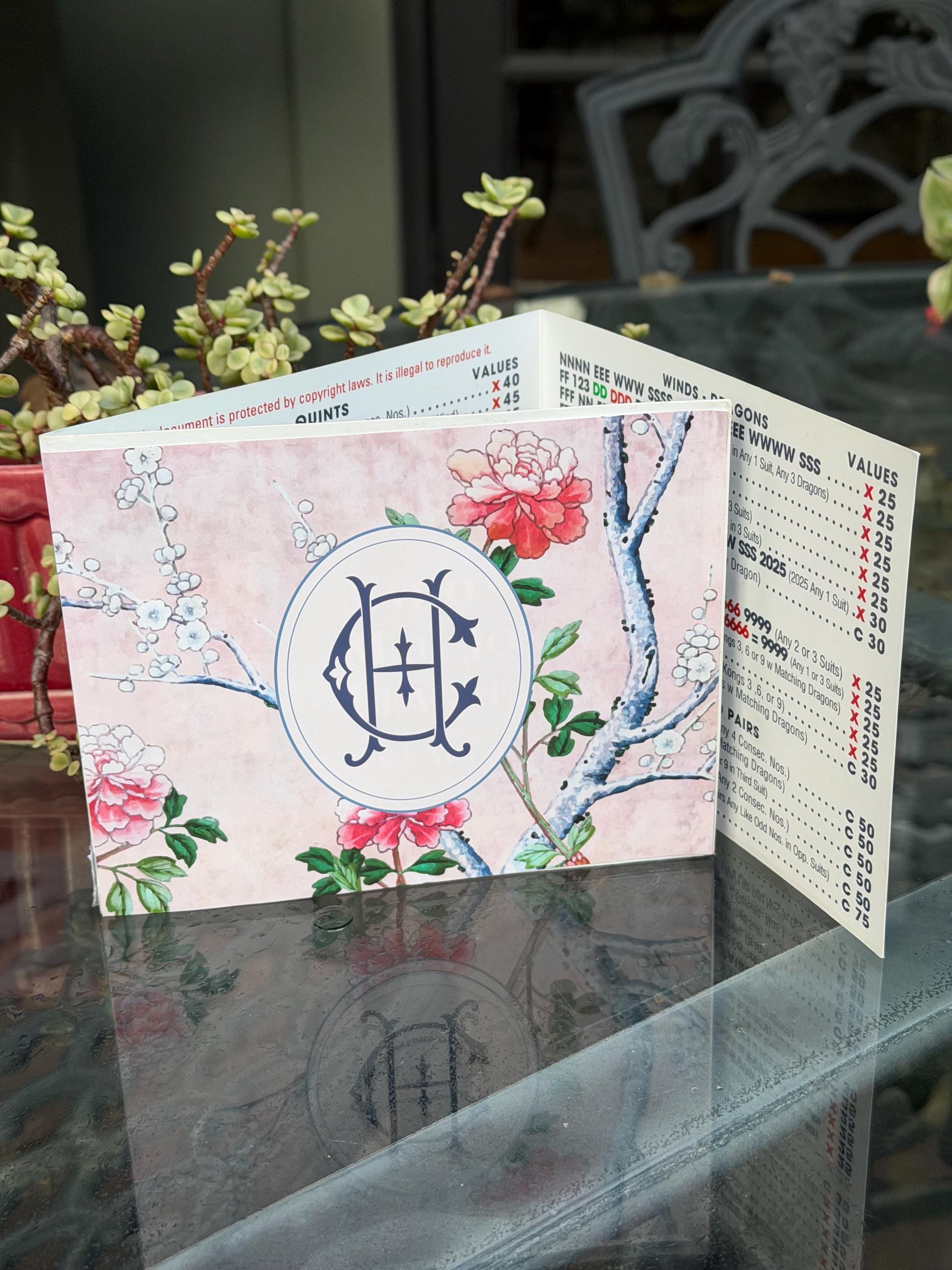 Personalized Mahjong Card Sticker | Chinoiserie Duogram | NMJL & Big ...