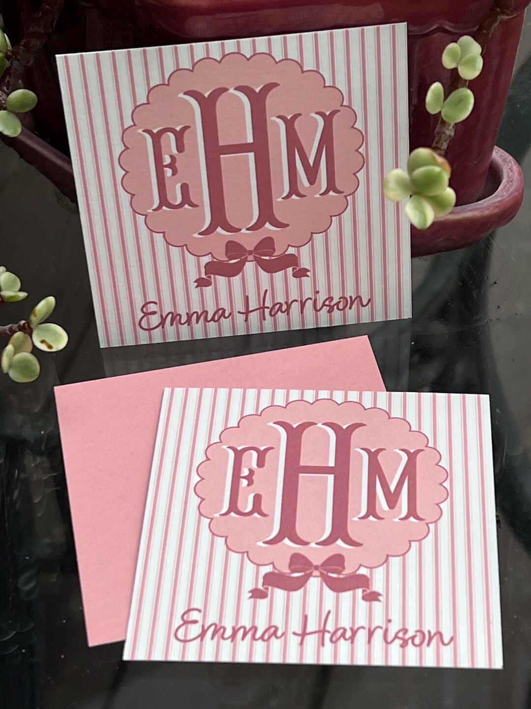 Bow Scallop Stripe | Monogram Fishtail Girl Gift Tags Stickers ...