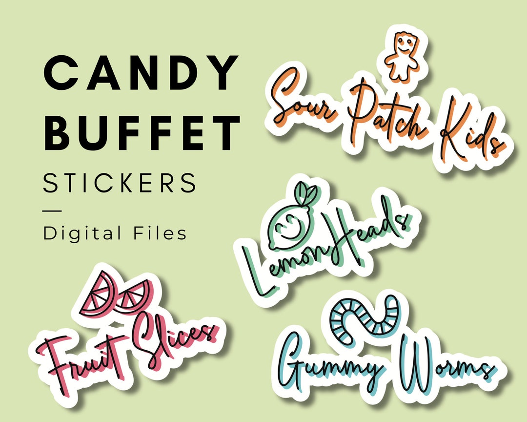 Candy Buffet Labels • Candy Buffet Stickers • Pantry Labels • Candy Bar ...