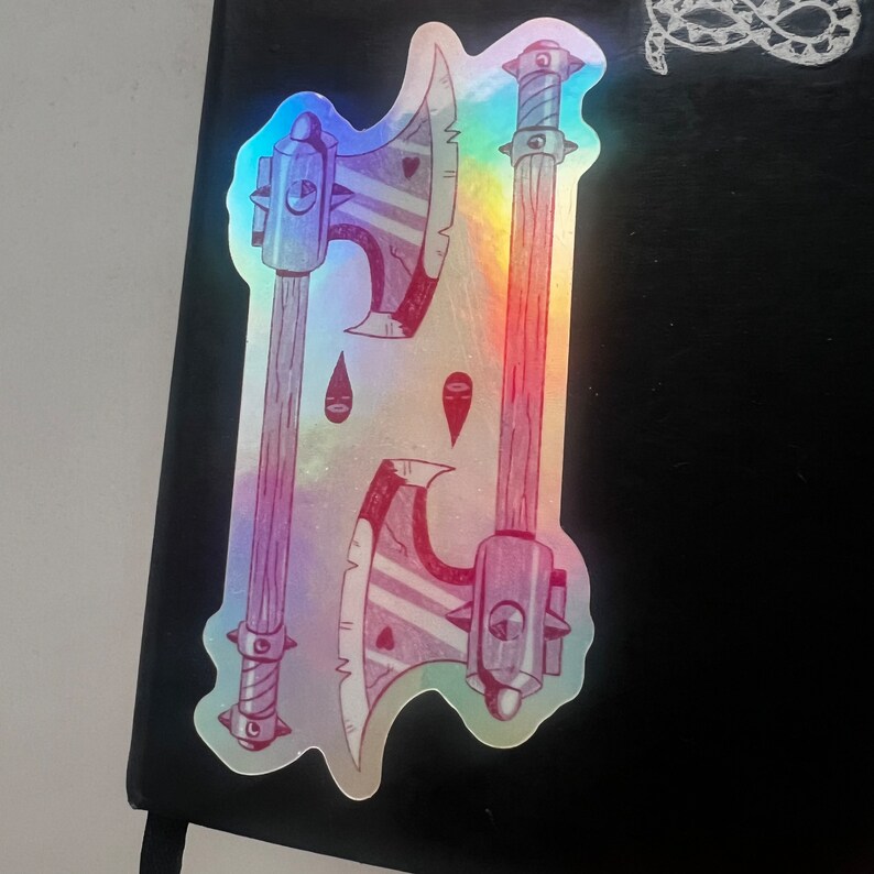 Holographic Dual Battle Axe Sticker - Etsy