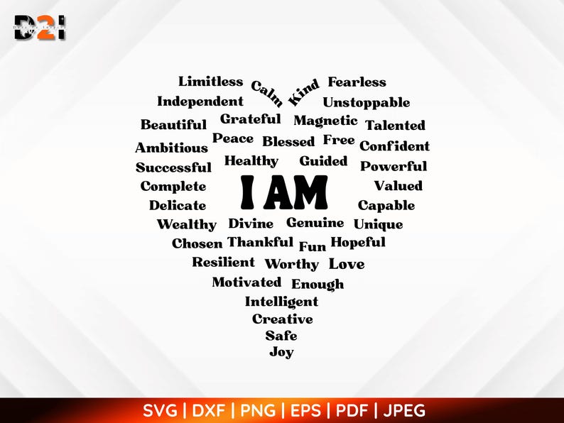 Encouraging Healing I AM Heart Shape Words Affirmations, Positive ...