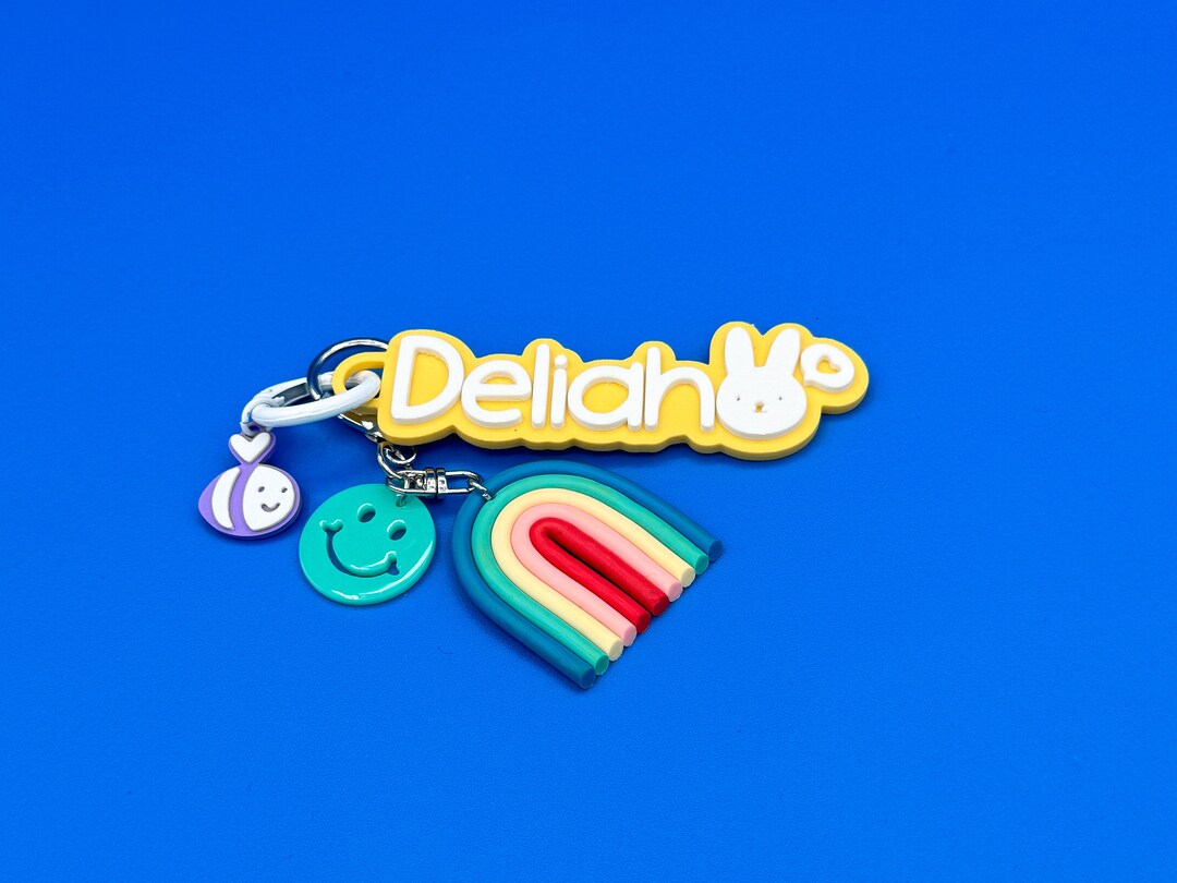 Personalized Bunny Name Tag, 3D Printed Keychain, Backpack Charm - Etsy