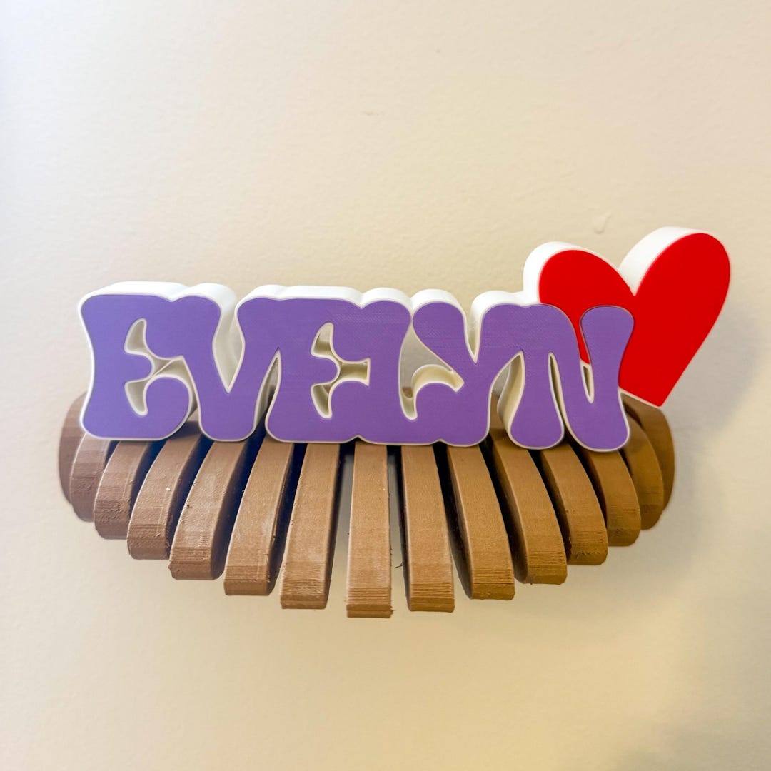 Retro & Heart Name Stand, Custom Name Stand, 3D Name Stand, Custom ...