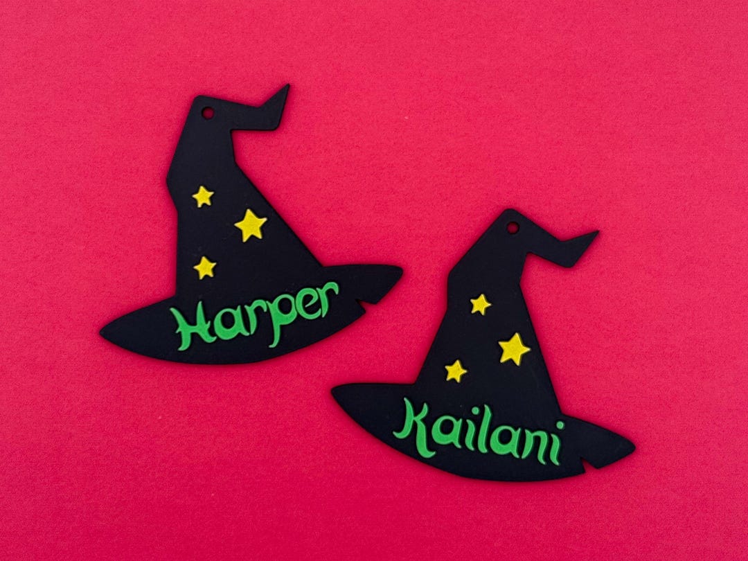 Witch Hat Name Tag, Halloween Name Tag, Personalized Name Tag ...