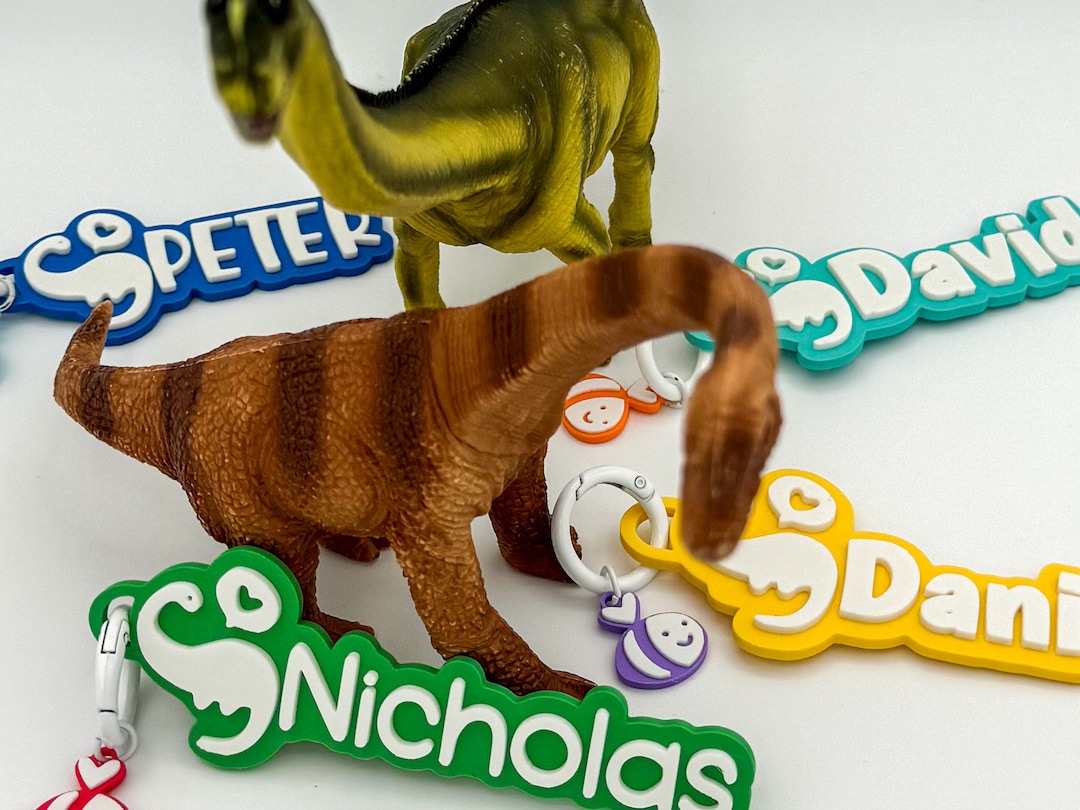 Dinosaur Name Tag, Personalized Name Tag, Personalized Keychain, Bag ...