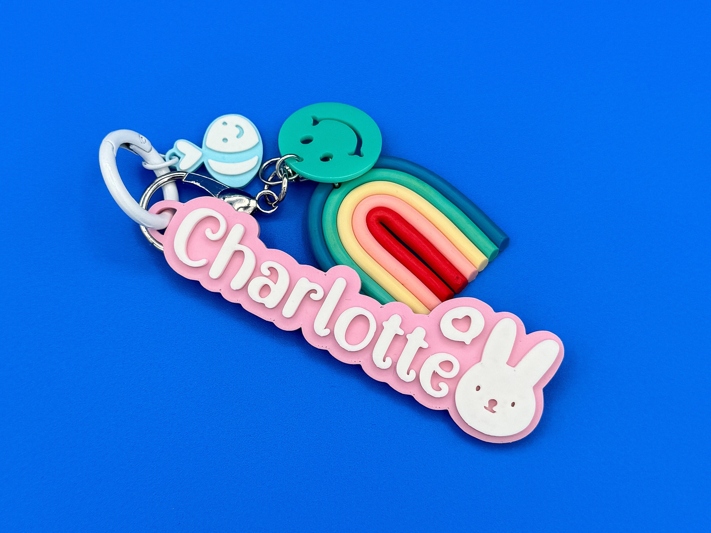 Personalized Name Tag Bunny Name Tag Personalized Keychain - Etsy
