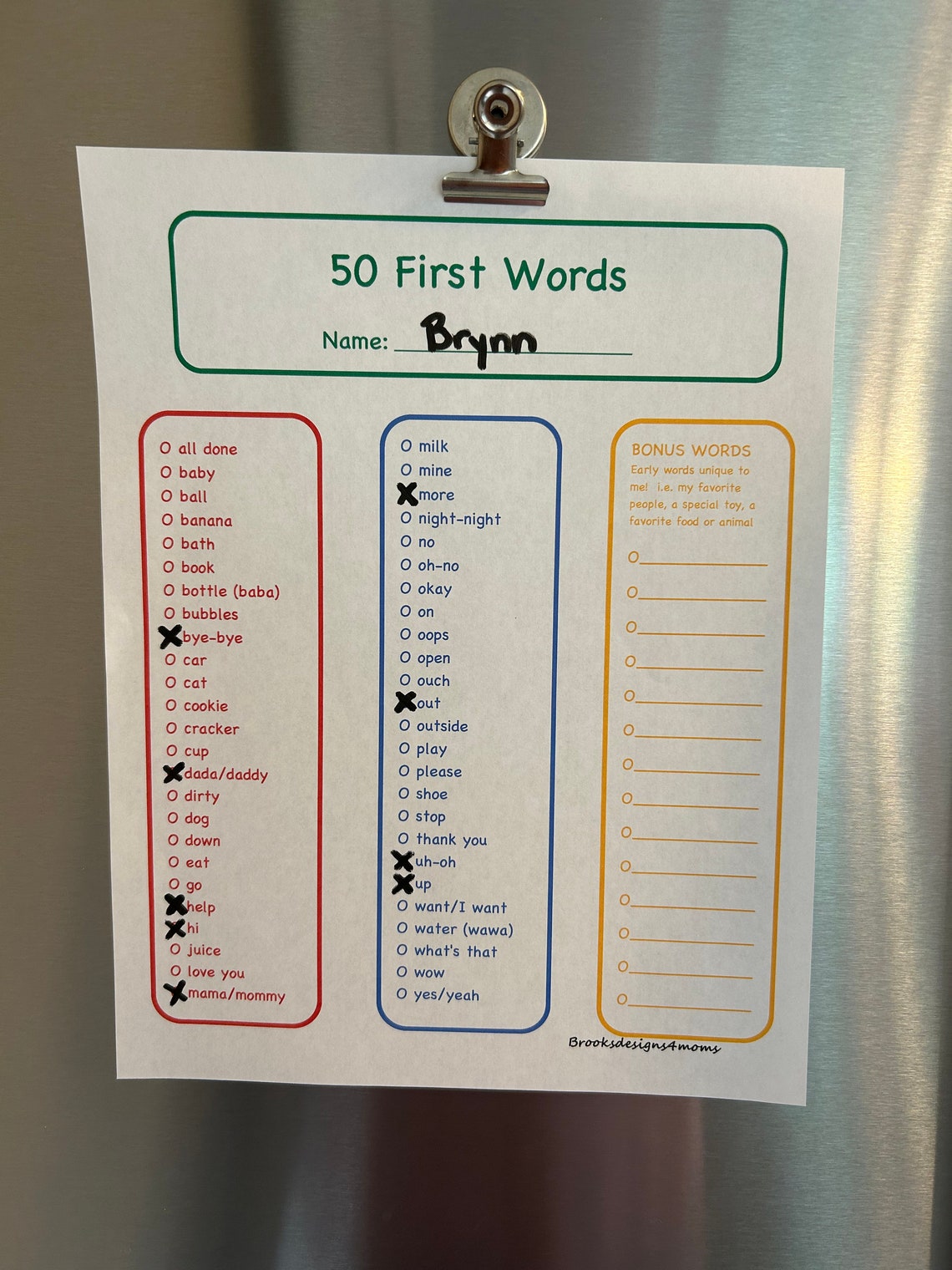 50 First Words Printable Checklist, Baby's First Words, First Words ...