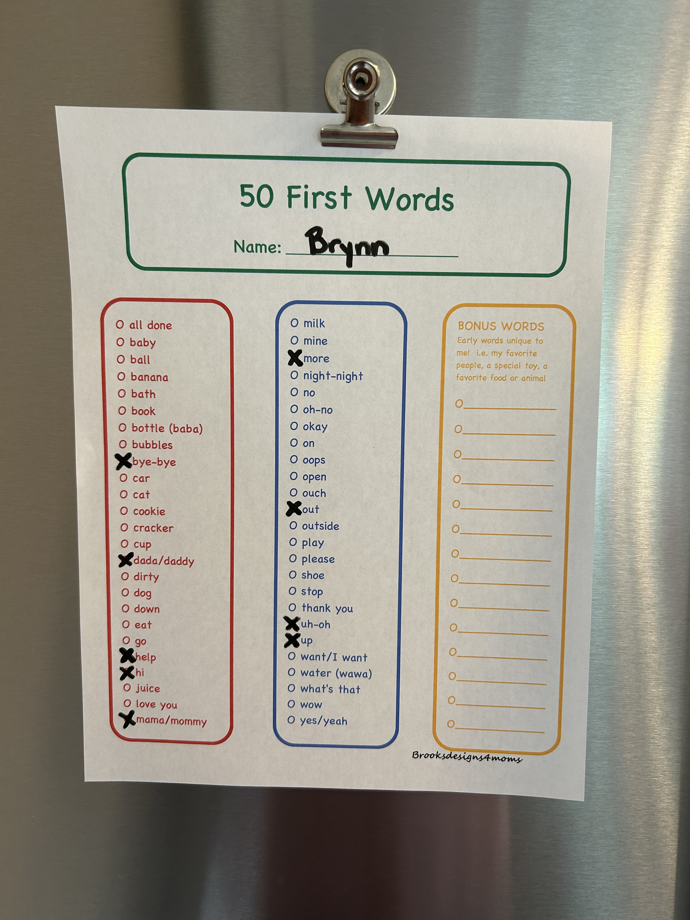 50 First Words Printable Checklist, Baby's First Words, First Words ...