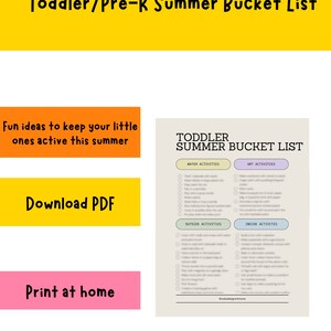 Toddler Summer Bucket List, Fun Activities Printable (digital Download ...
