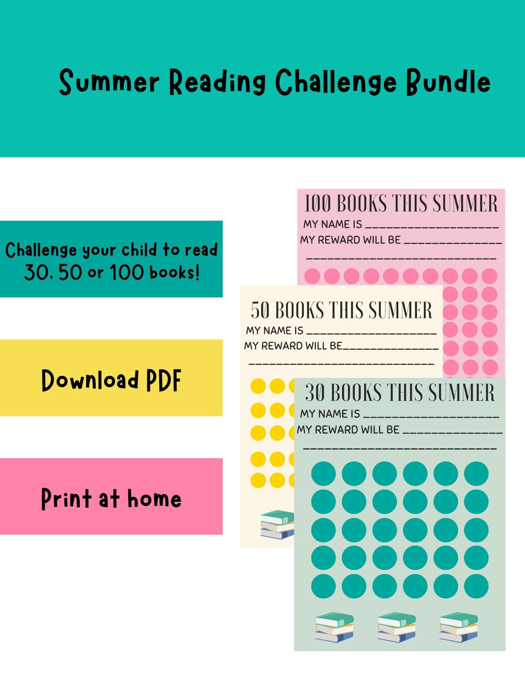 Summer Reading Challenge Tracking Sheet Printable PDF Download, Kids ...