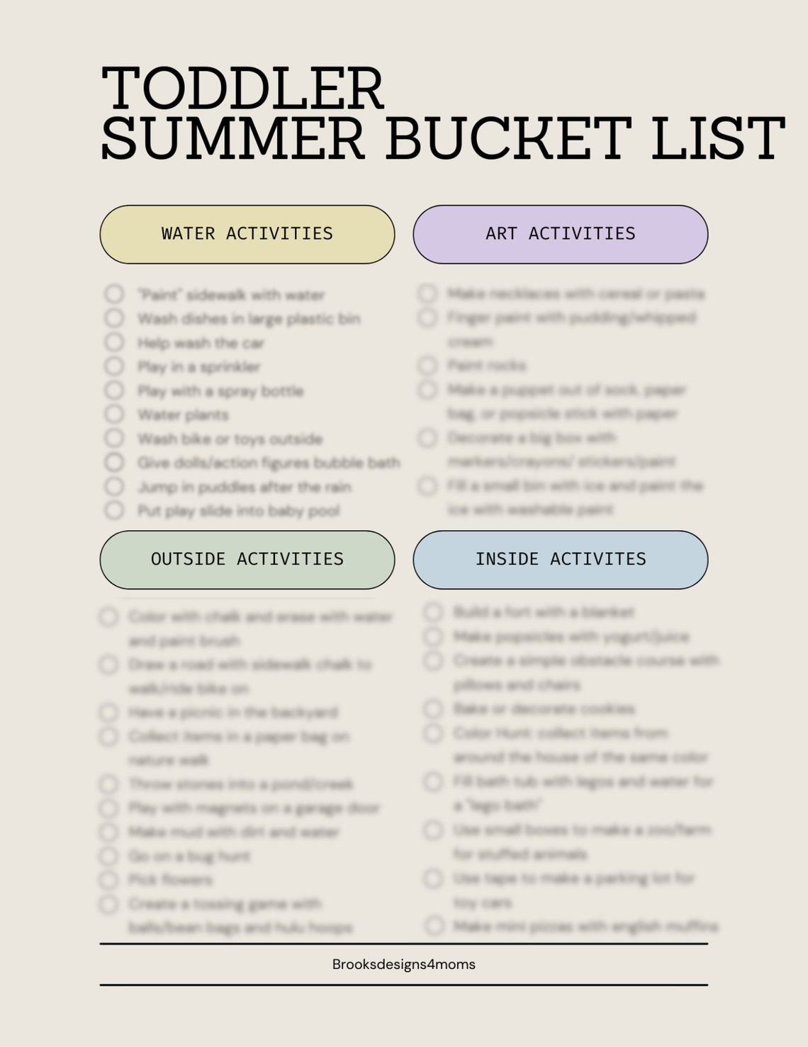 Toddler Pre-k Summer Bucket List Printable Download, Toddler Activities ...