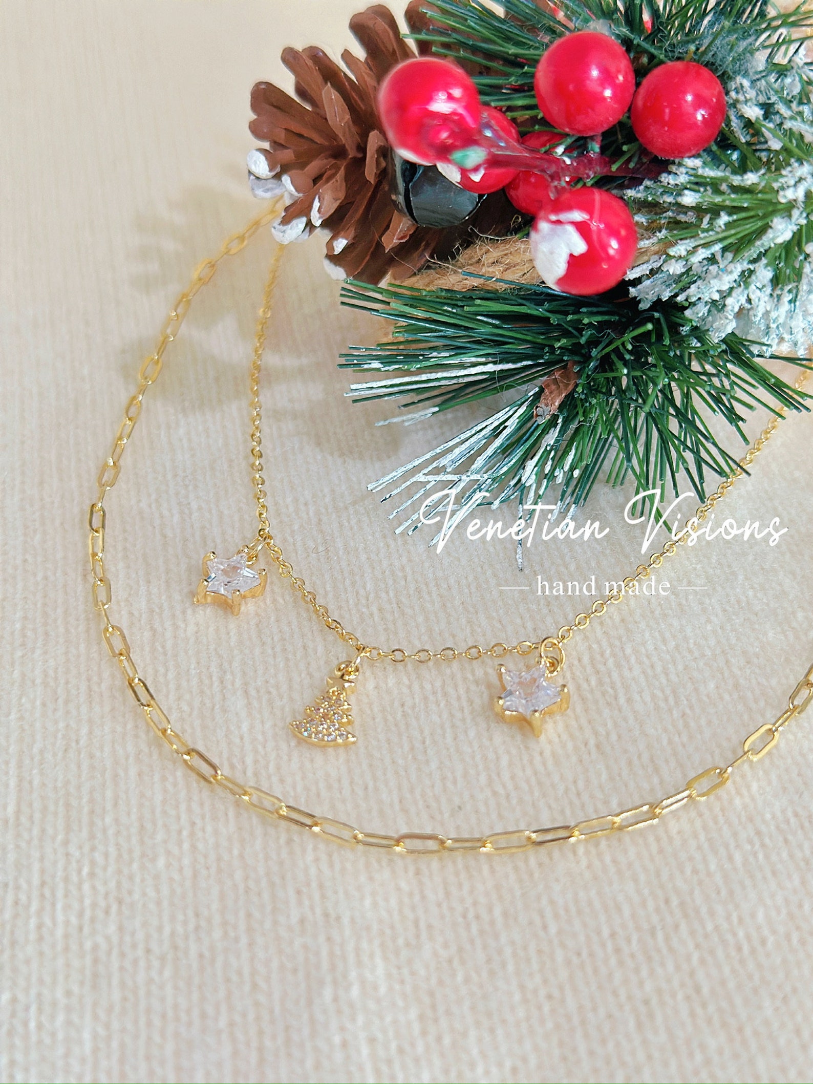 Christmas Tree & Stars of Bethlehem Pendant, Crystal Christmas Wreath ...