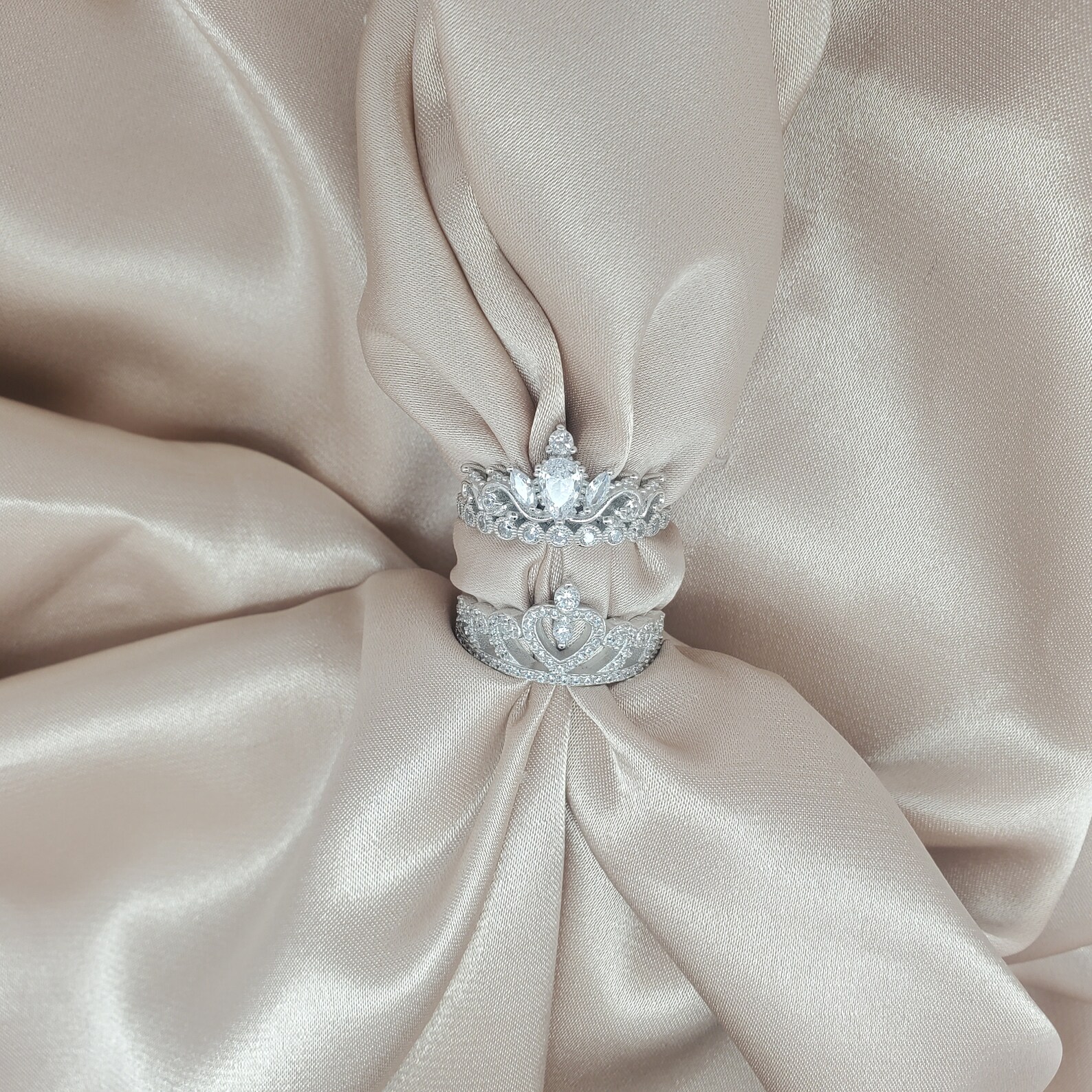 925 Sterling Silver Princess Crown Ring, Tiara Ring, Statement Ring ...