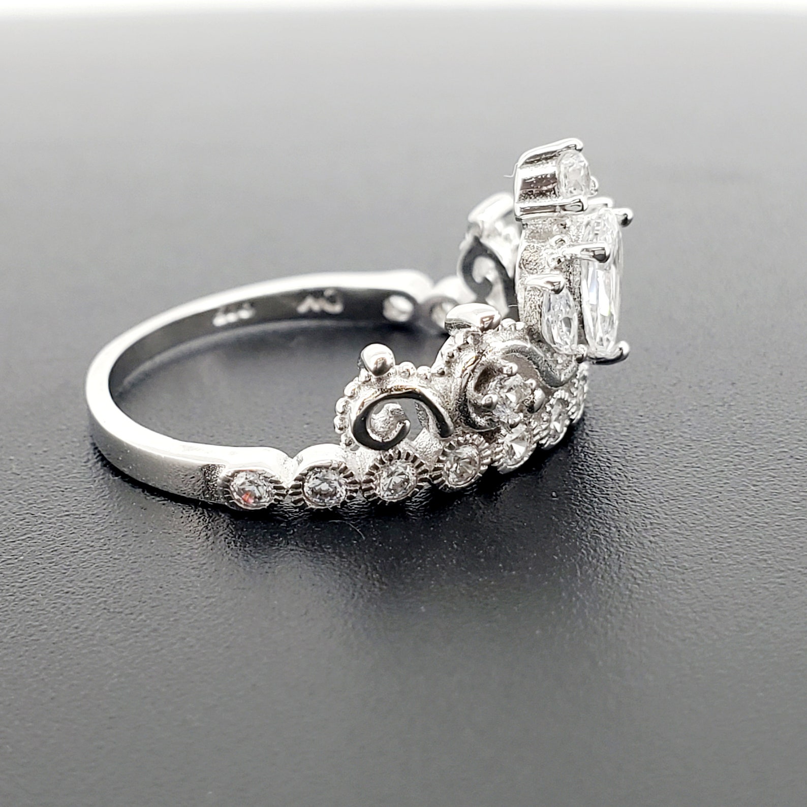 925 Sterling Silver Princess Crown Ring, Tiara Ring, Statement Ring ...