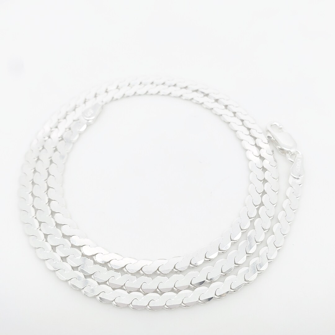 925 Sterling Silver Flat Braided Rope Chain, 3mm, Silver Braided ...