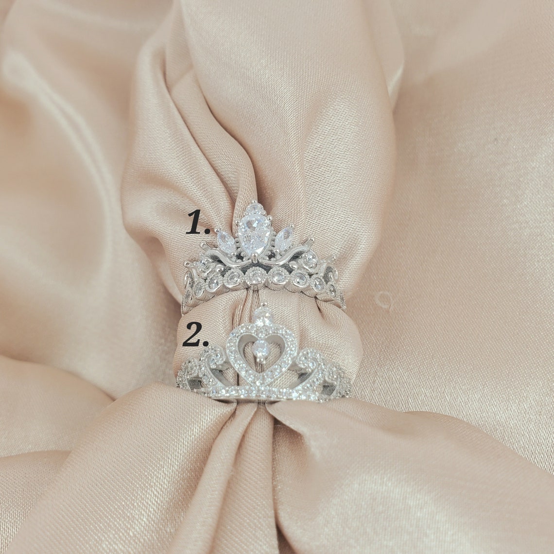 925 Sterling Silver Princess Crown Ring, Tiara Ring, Statement Ring ...