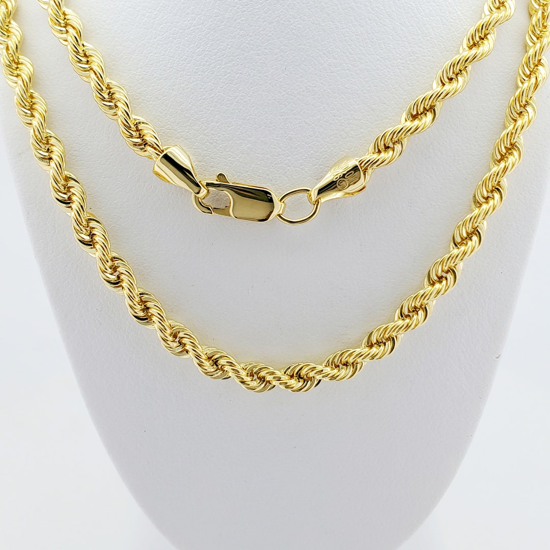 Stylish 10K Gold Over 925 Sterling Silver Rope Chain Necklace, Twisted ...