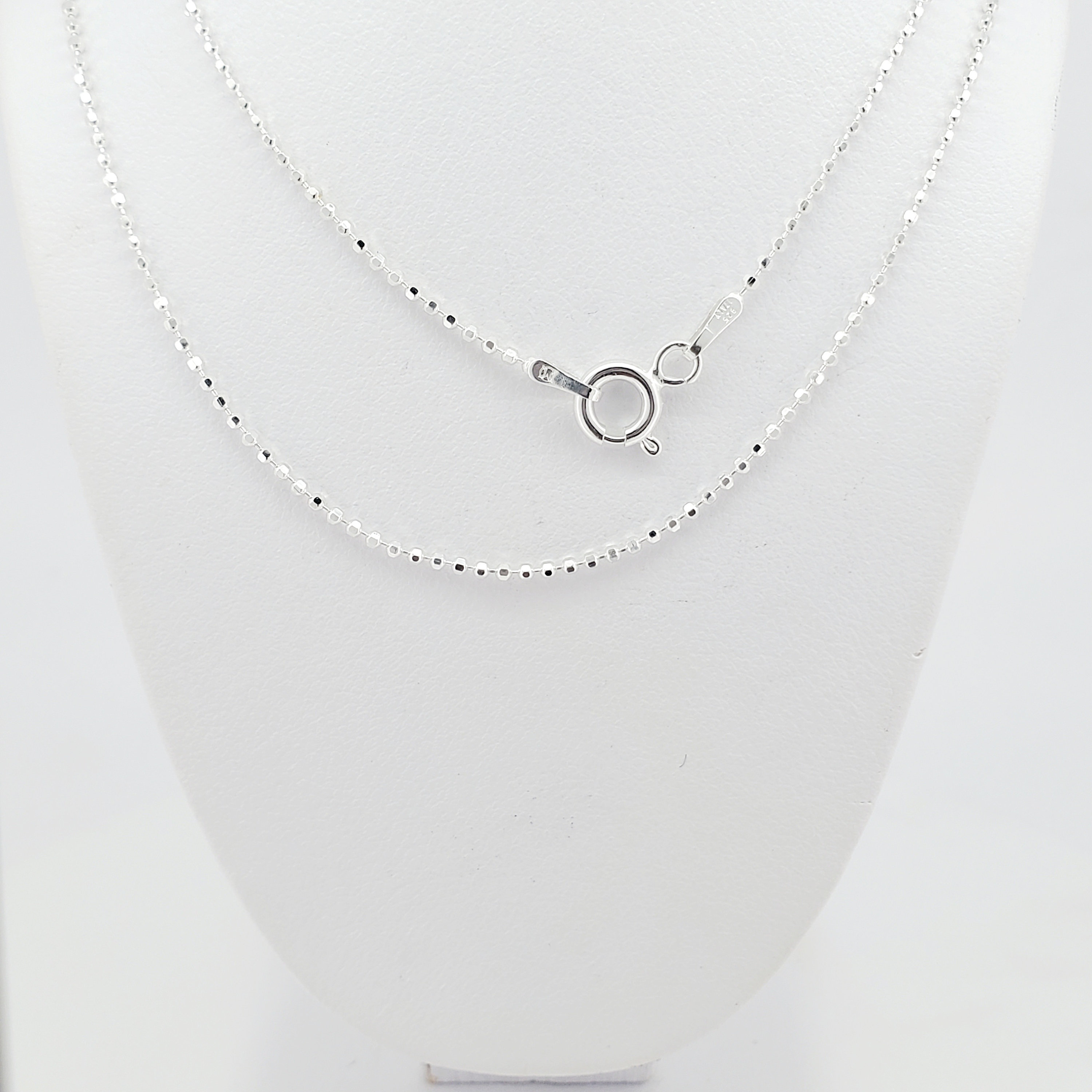 Genuine Solid 925 Sterling Silver Ball Necklace, Bead Chain, 1.2mm in ...