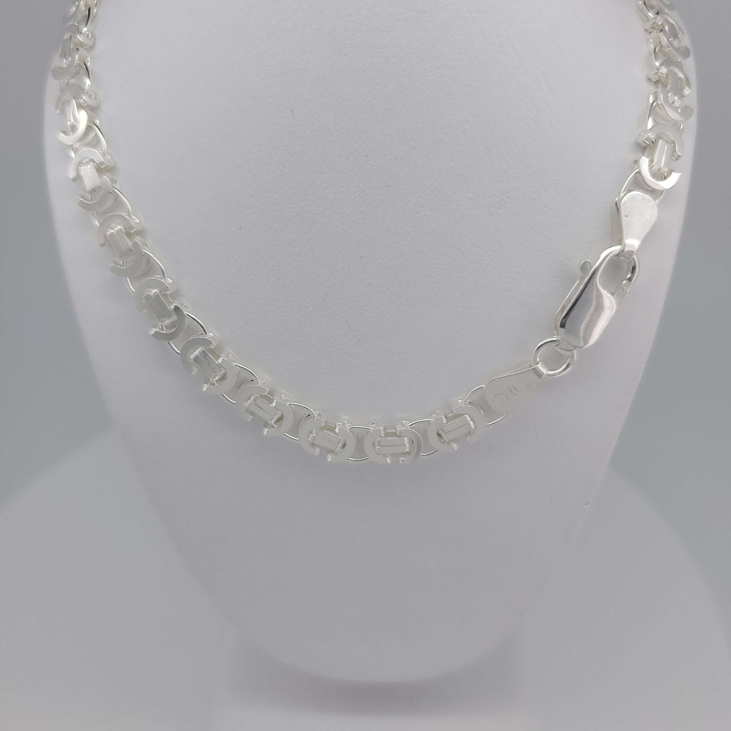 Solid 925 Sterling Silver Flat Byzantine Chain, 6mm Silver Necklace for ...