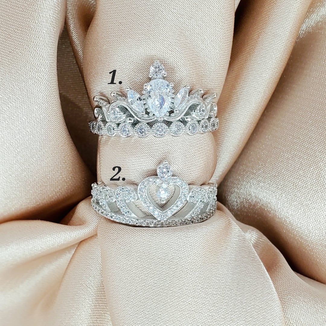 925 Sterling Silver Princess Crown Ring, Tiara Ring, Statement Ring ...