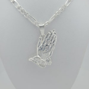 SOLID Genuine 925 Sterling Silver Praying Hands Pendant, Religious ...
