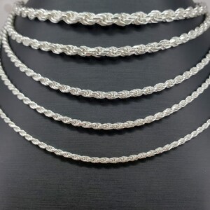 Solid 925 Sterling Silver Italian Heavy Rope Necklace, 2mm,2.5mm,3mm ...