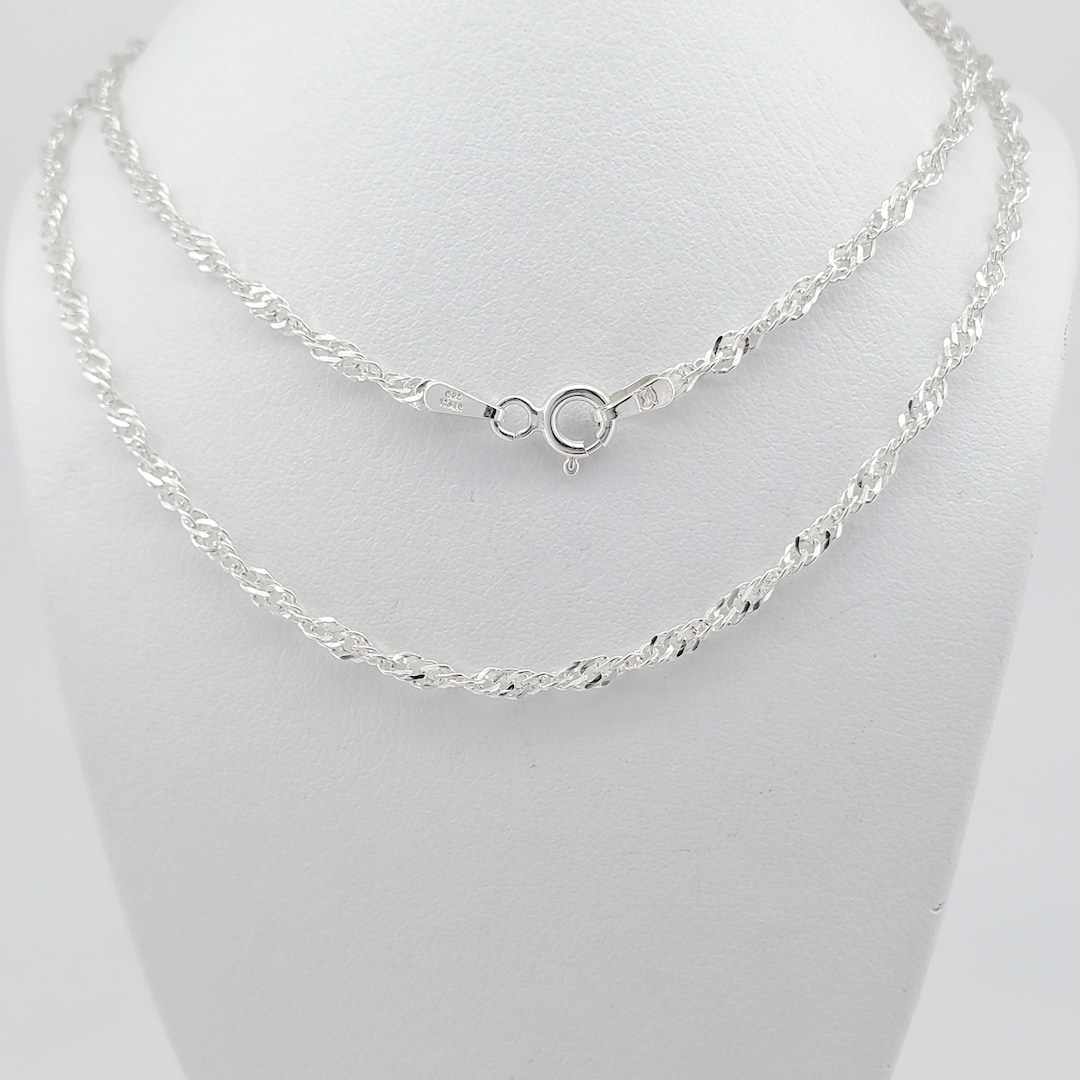 Genuine Solid 925 Sterling Silver Singapore Twisted Necklace, Twisted ...