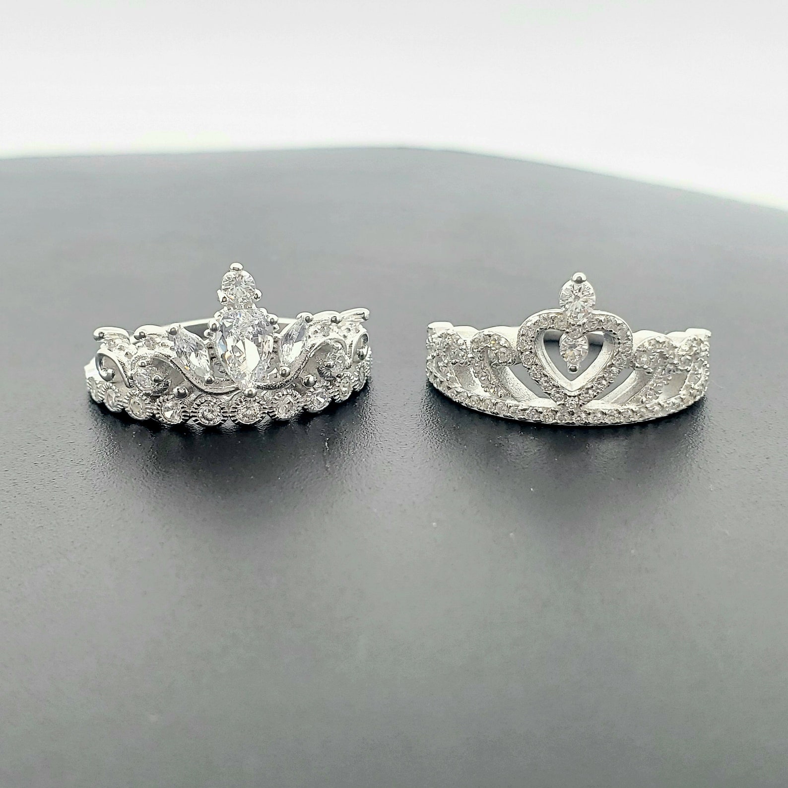 925 Sterling Silver Princess Crown Ring, Tiara Ring, Statement Ring ...