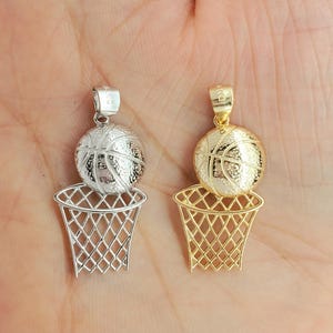 Solid 925 Sterling Silver Basketball Pendant, Basketball Charm, Gold ...