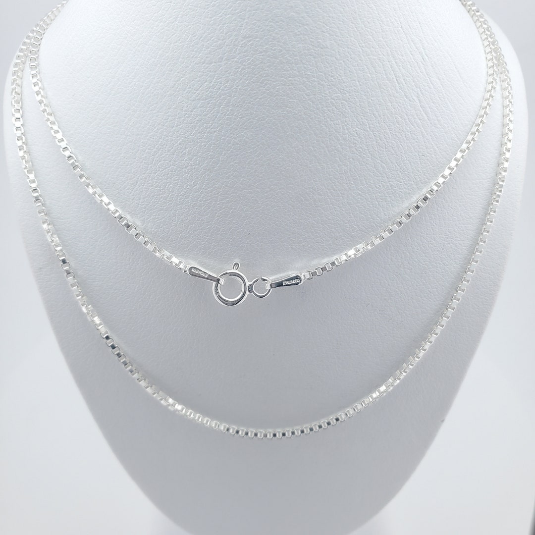 Genuine Solid 925 Sterling Silver Round Box Necklace, 1.5mm in All ...