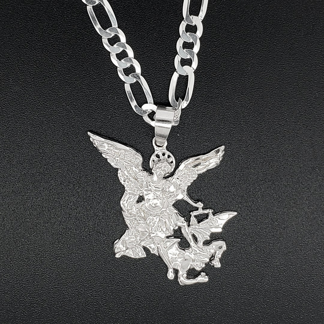 Large 925 Sterling Silver Saint Michael Pendant, Large Saint Michael ...