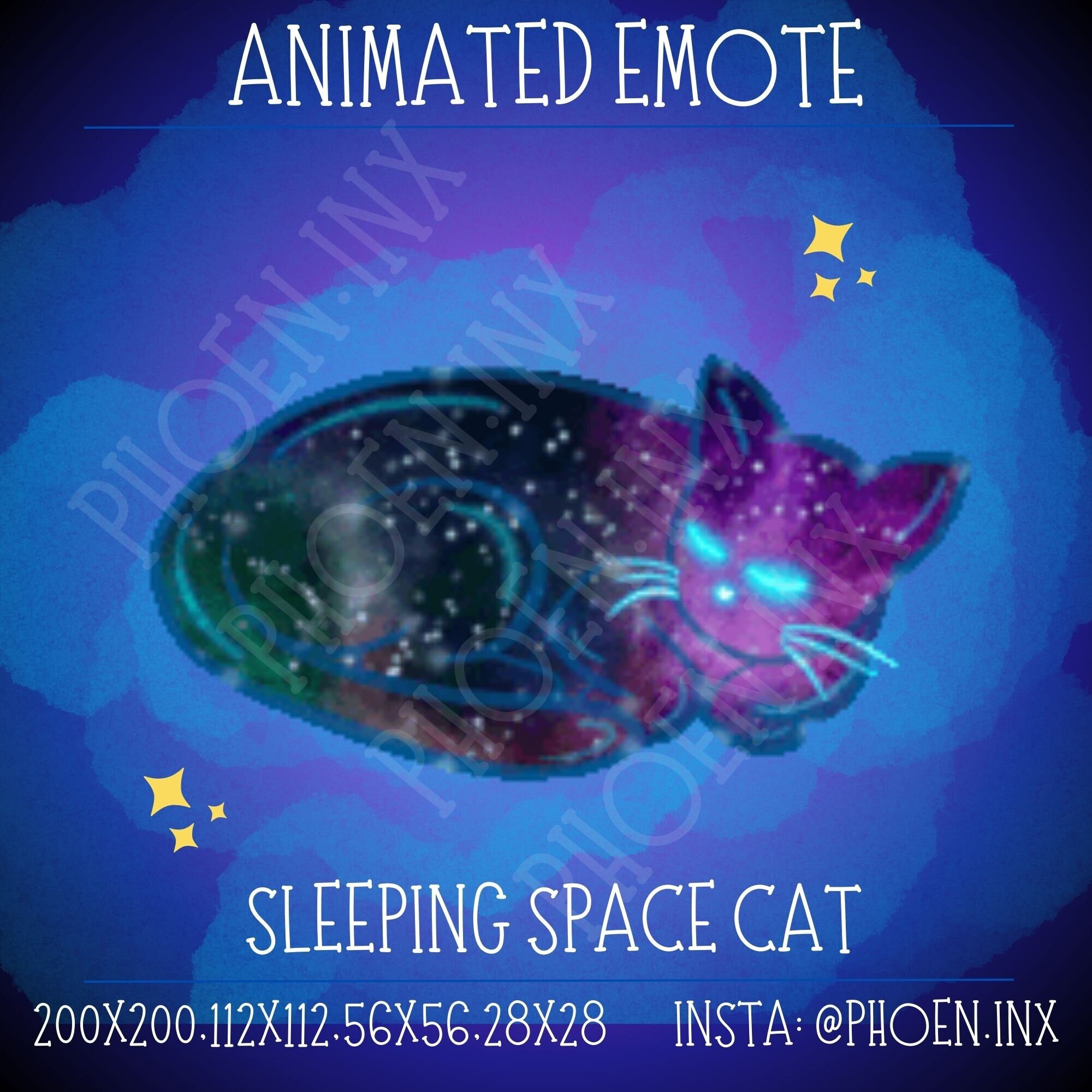 Animated Sleeping Space Cat Emote: 200x200, 112x112, 56x56, 28x28 ...