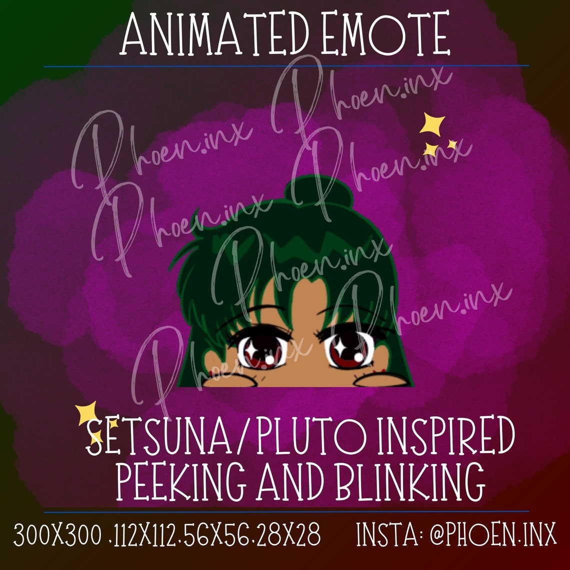 Animated Setsuna Blinking Emote: 300x300, 112x112, 56x56, 28x28; Pluto Inspired, Twitch, Discord ...