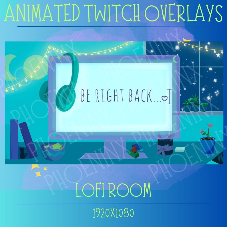 Animated Lofi Twitch Overlay: 3 Animated and 1 Image Overlay - Etsy