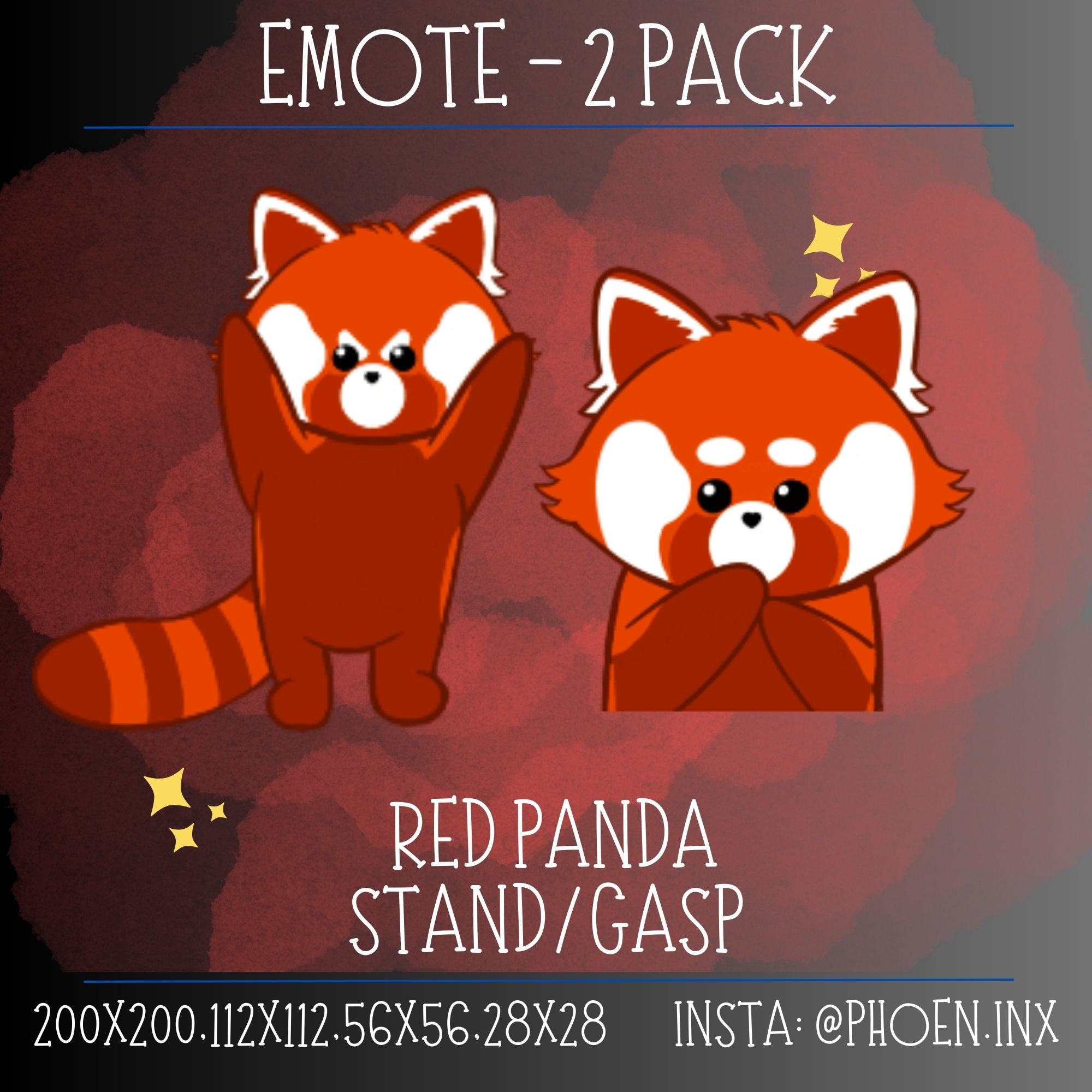 Red Panda Emotes - 2 Pack: 200x200, 112x112, 56x56, 28x28 Twitch, Gasp ...