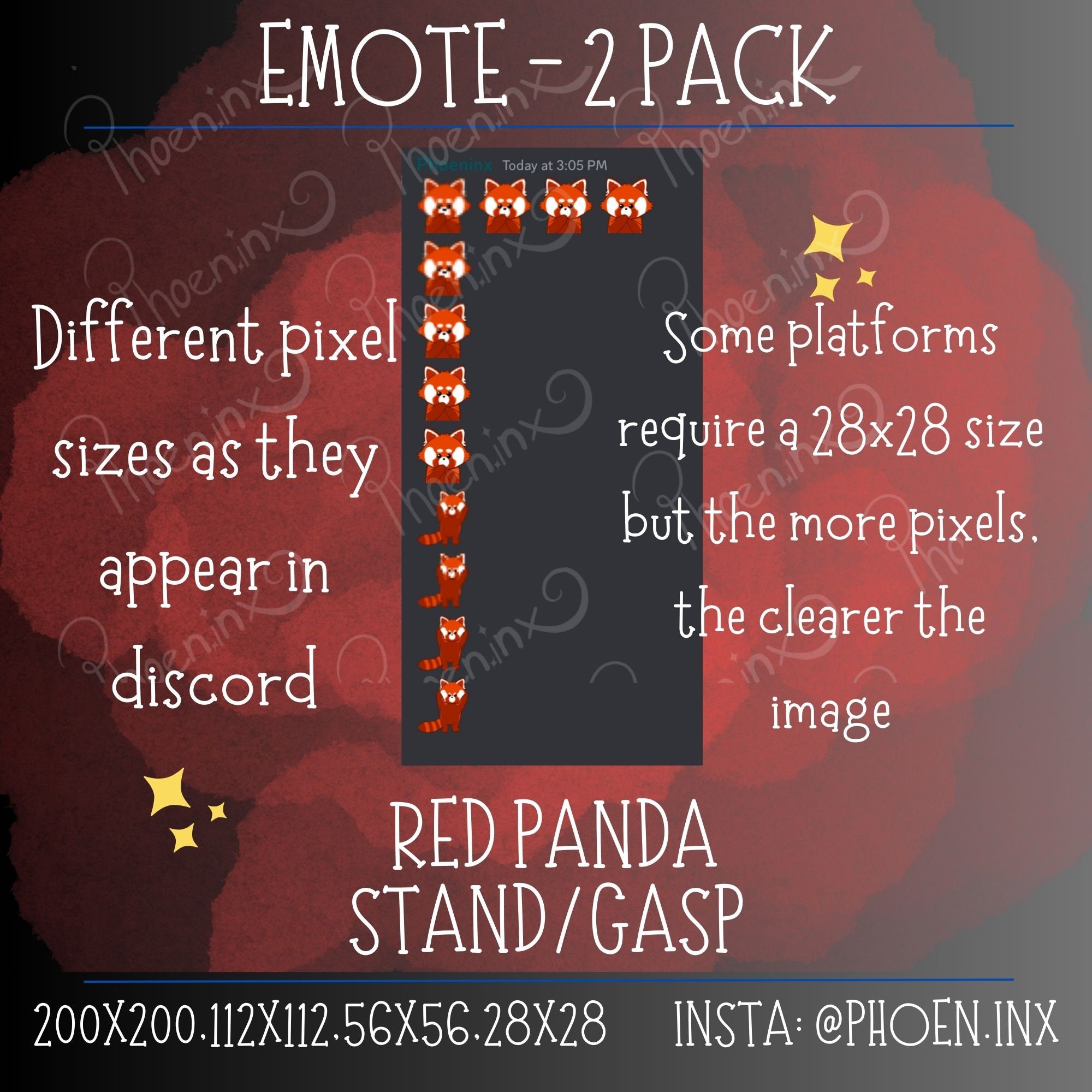 Red Panda Emotes - 2 Pack: 200x200, 112x112, 56x56, 28x28 Twitch, Gasp ...