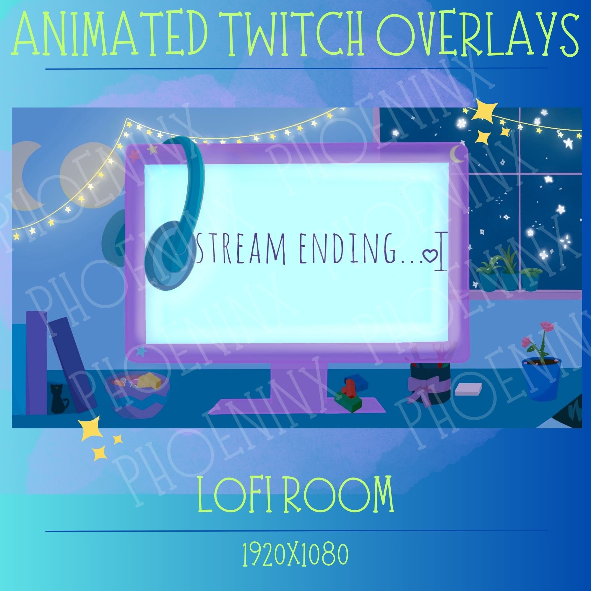 Animated Lofi Twitch Overlay: 3 Animated and 1 Image Overlay - Etsy