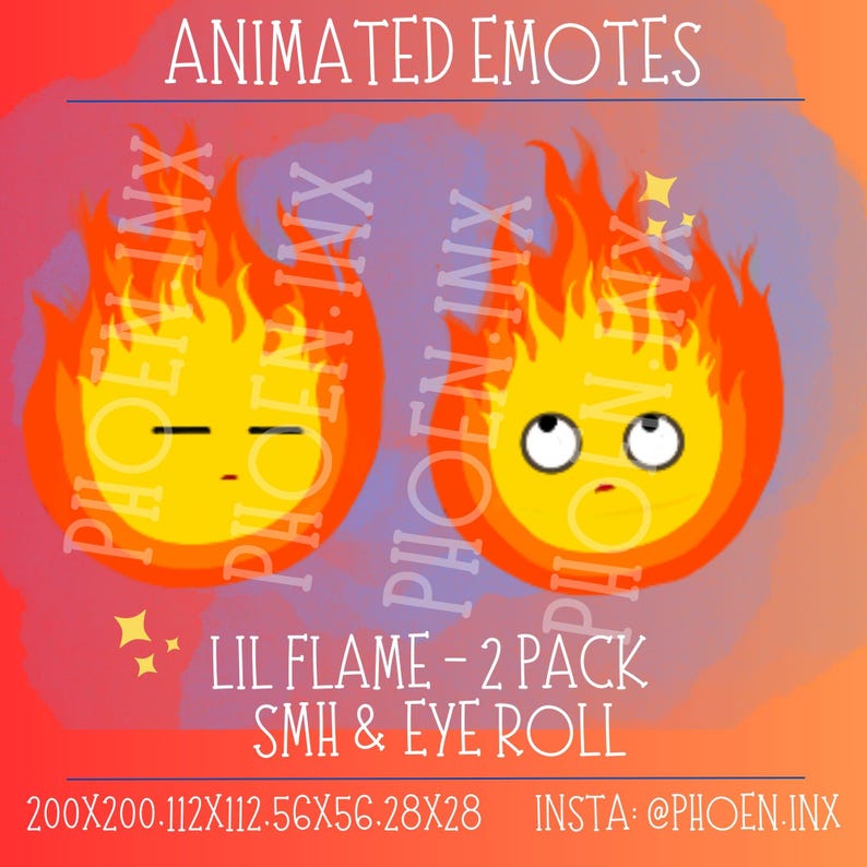 Animated Lil Flame Emotes - 6 Pack: 200x200, 112x112, 56x56, 28x28 ...