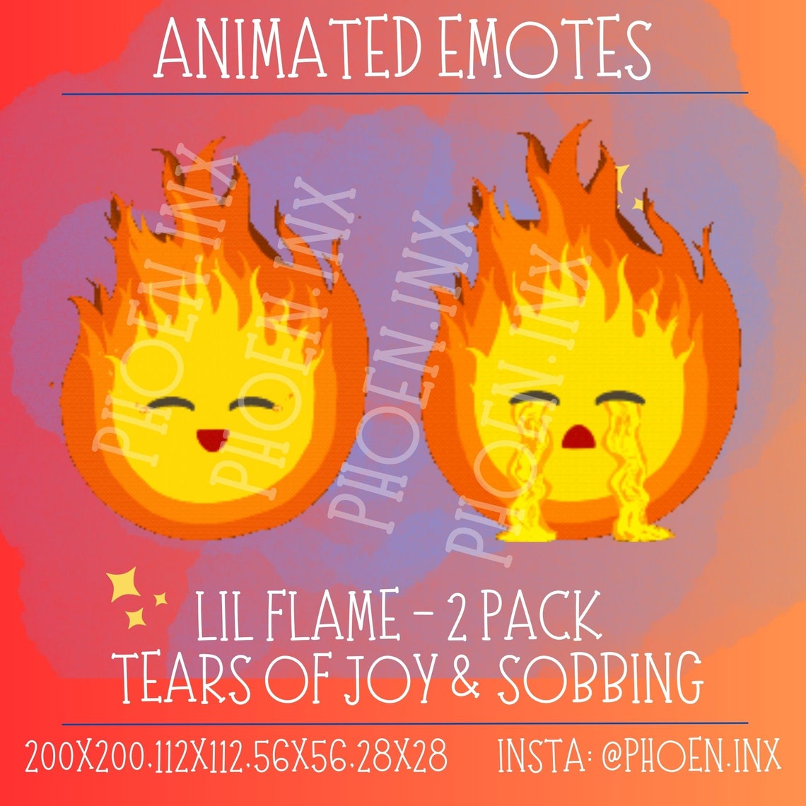 Animated Lil Flame Emotes - 2 Pack: 200x200, 112x112, 56x56, 28x28 ...