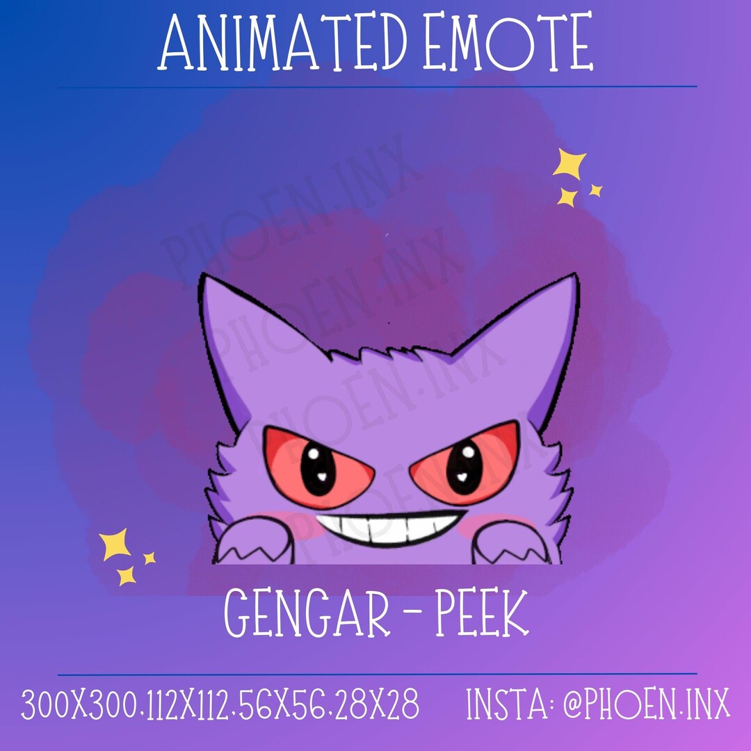Animated Gengar Peeking Emote: 300x300, 112x112, 56x56, 28x28 - Pokemon ...