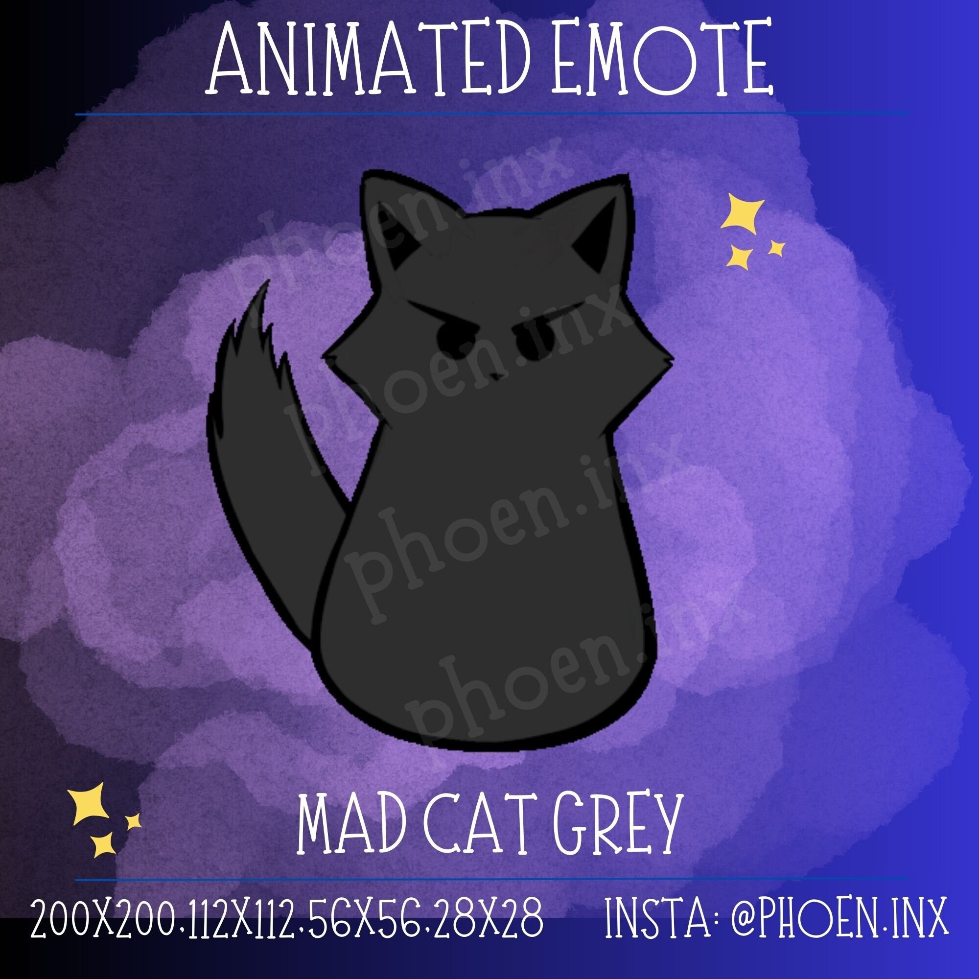 Animated Angry Gray Cat Emote: 200x200, 112x112, 56x56, 28x28 - Twitch ...