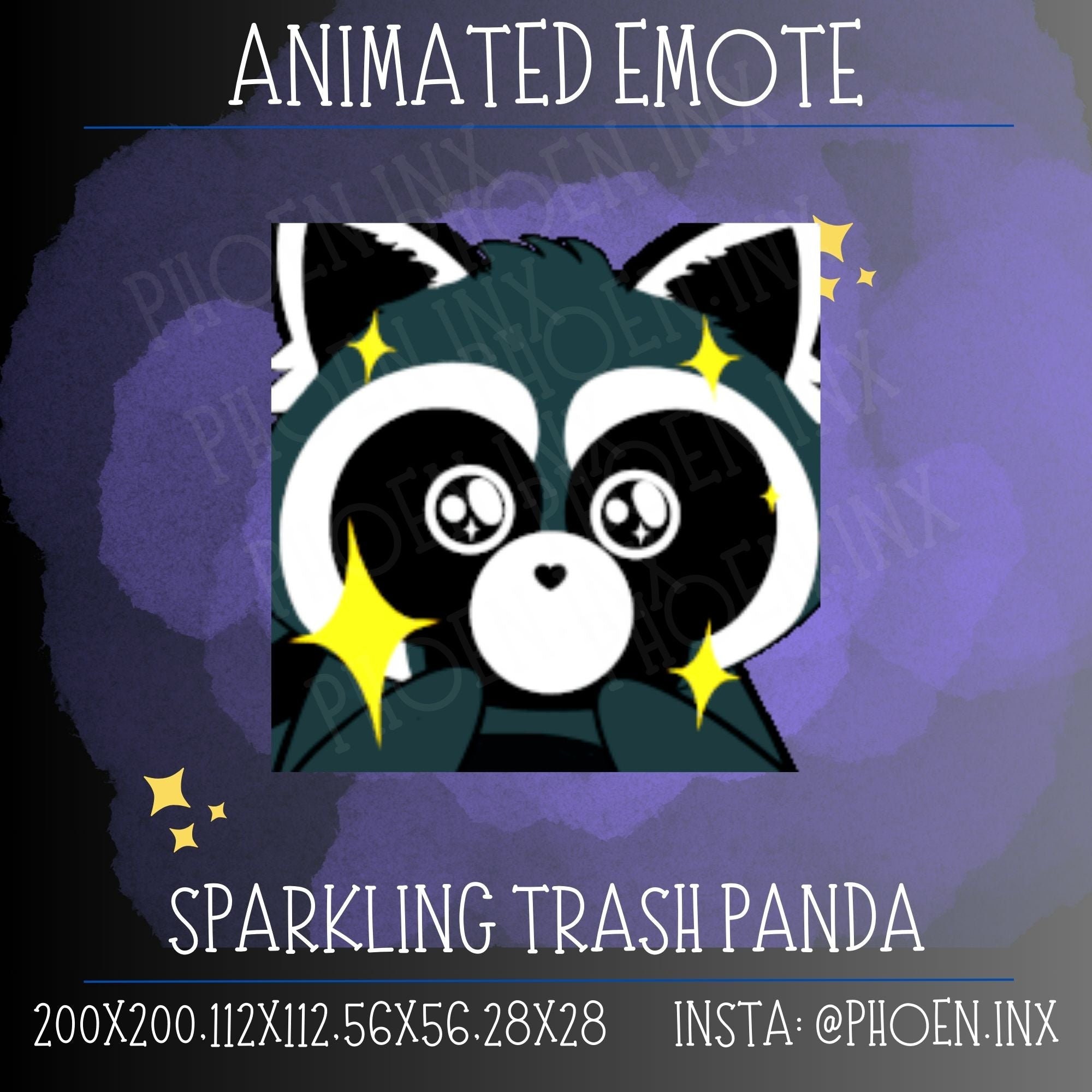 Animated Sparkly Raccoon Emote: 200x200, 112x112, 56x56, 28x28 - Etsy