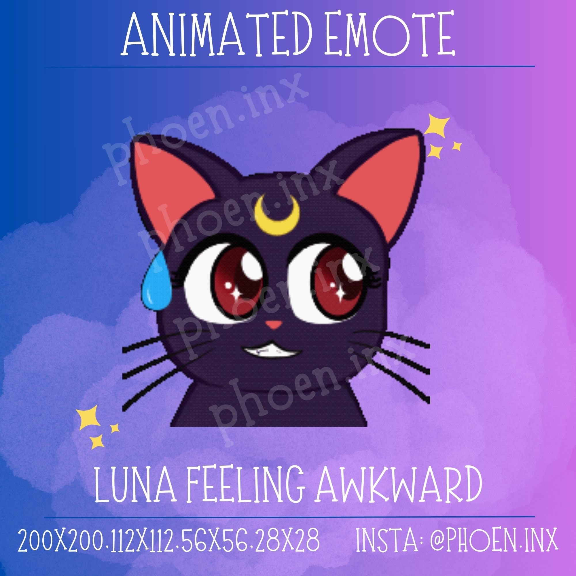 Animated Black Cat Luna Inspired Awkward Emote: 200x200, 112x112, 56x56 ...