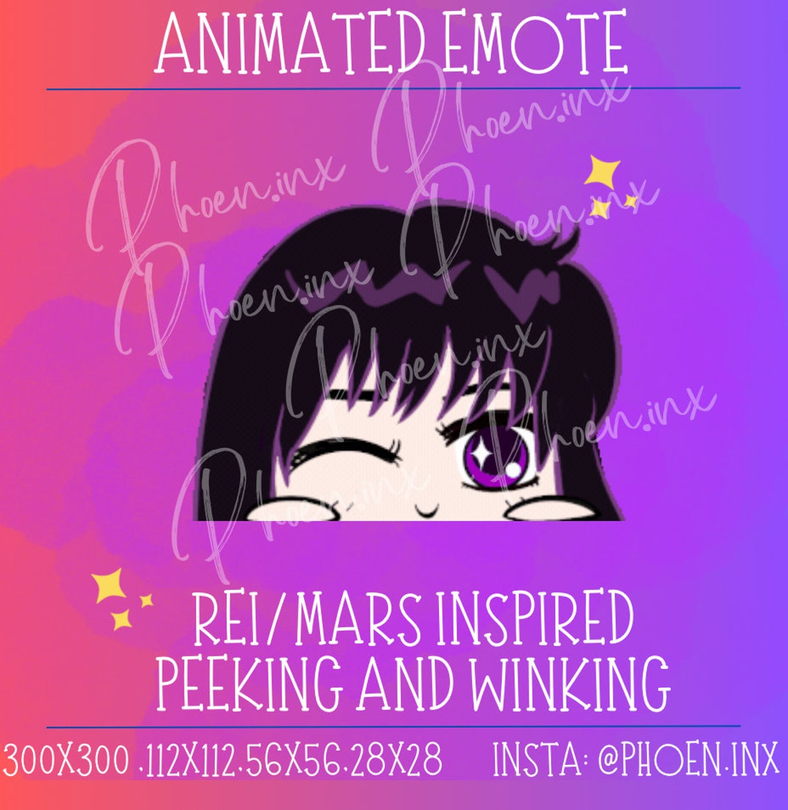 Animated Rei Winking Emote: 300x300, 112x112, 56x56, 28x28; Mars ...